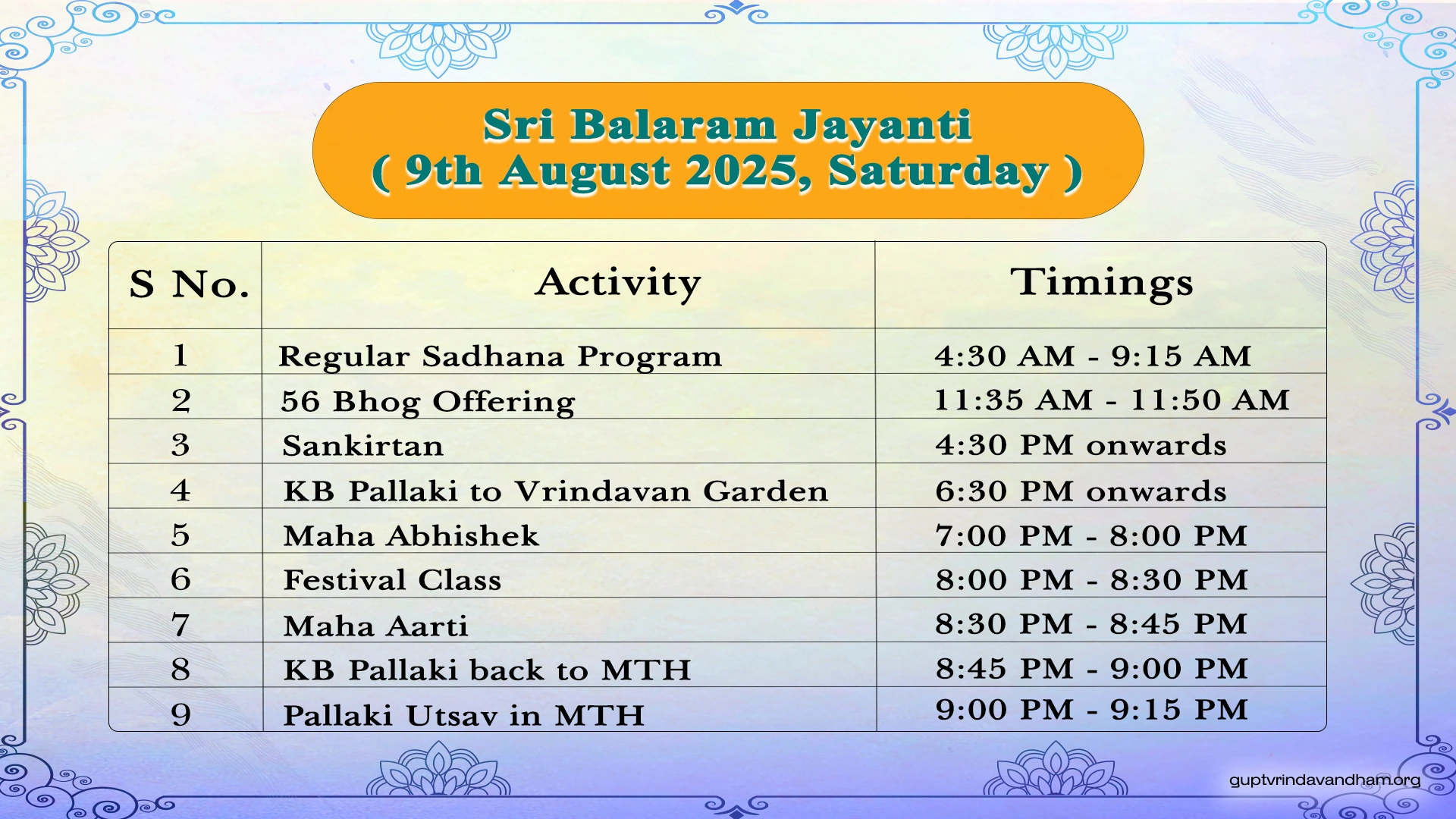 Balaram Jayanti 2025 – Appearance Day of Lord Balarama